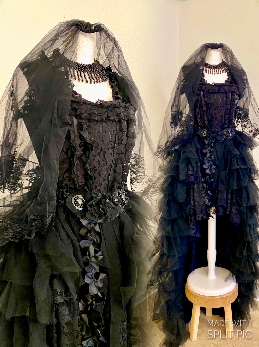 SOLD 7000 Down Payment Black Wedding Dress , Vampire Wedding Whimsical ...