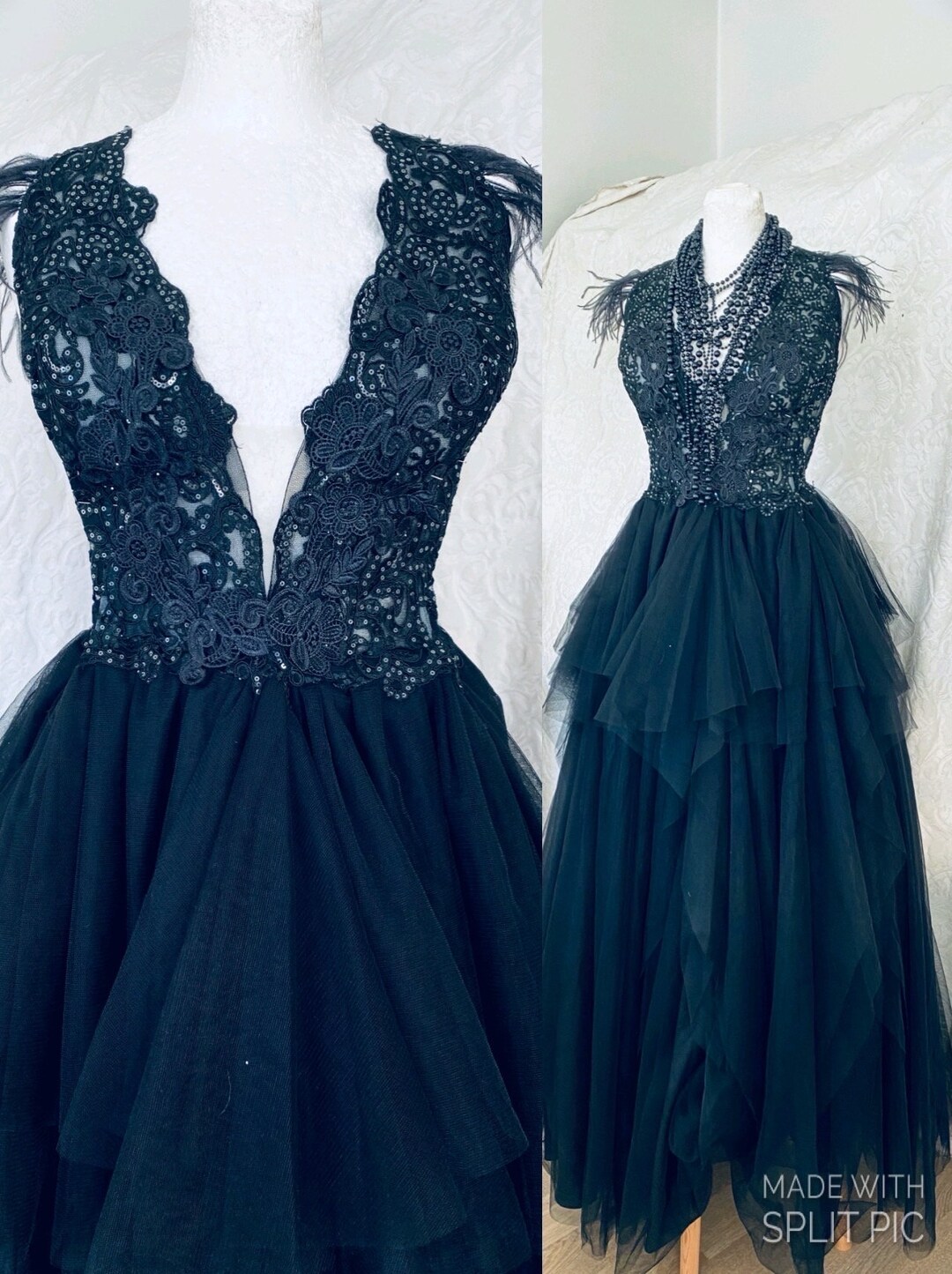 Black Handmade Wedding Dress , Vampire Wedding Whimsical Tattered Skirt ...
