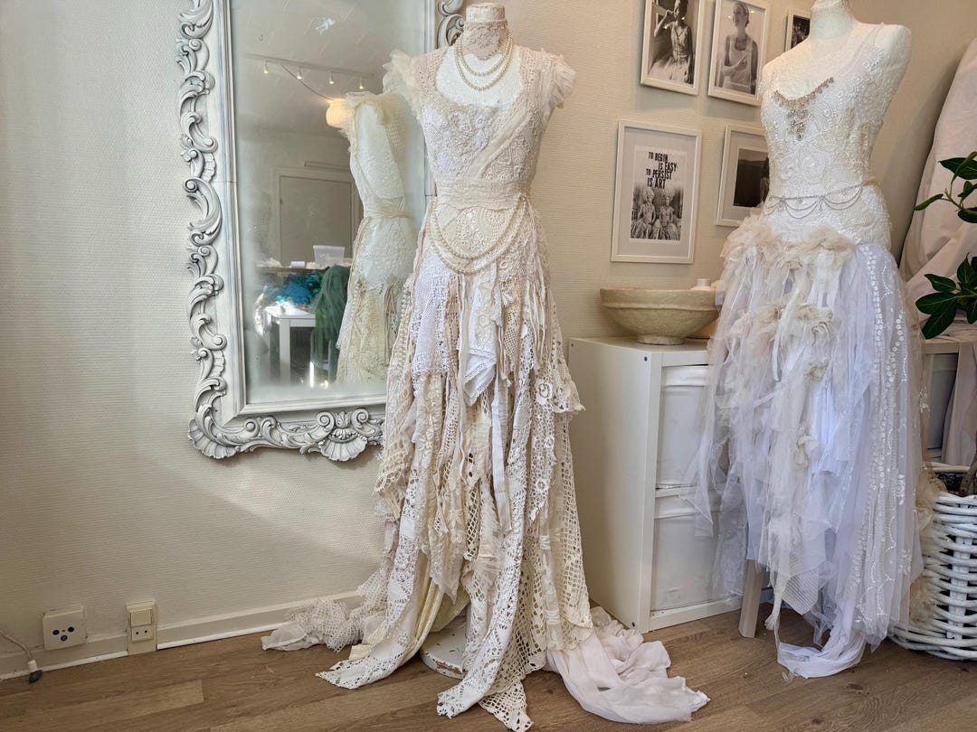 RESERVED Fantasy Fairy Wedding Dress , Bride to Be Raw Rags , - Etsy