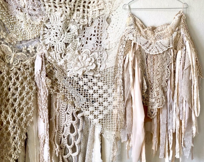 Boho Skirt Lace ,fairy Airy Skirt, Ragged Cut Fabric, Raw Rags ,boho ...
