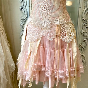 Pink Boho Wedding Dress , Bridal Dress for a Fairy ,be Raw Rags - Etsy