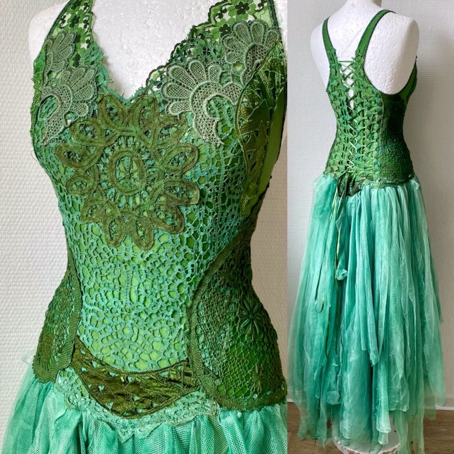 Green Fairy Wedding Dress ,bridal Gown for Faries, Rustic Raw Rags - Etsy