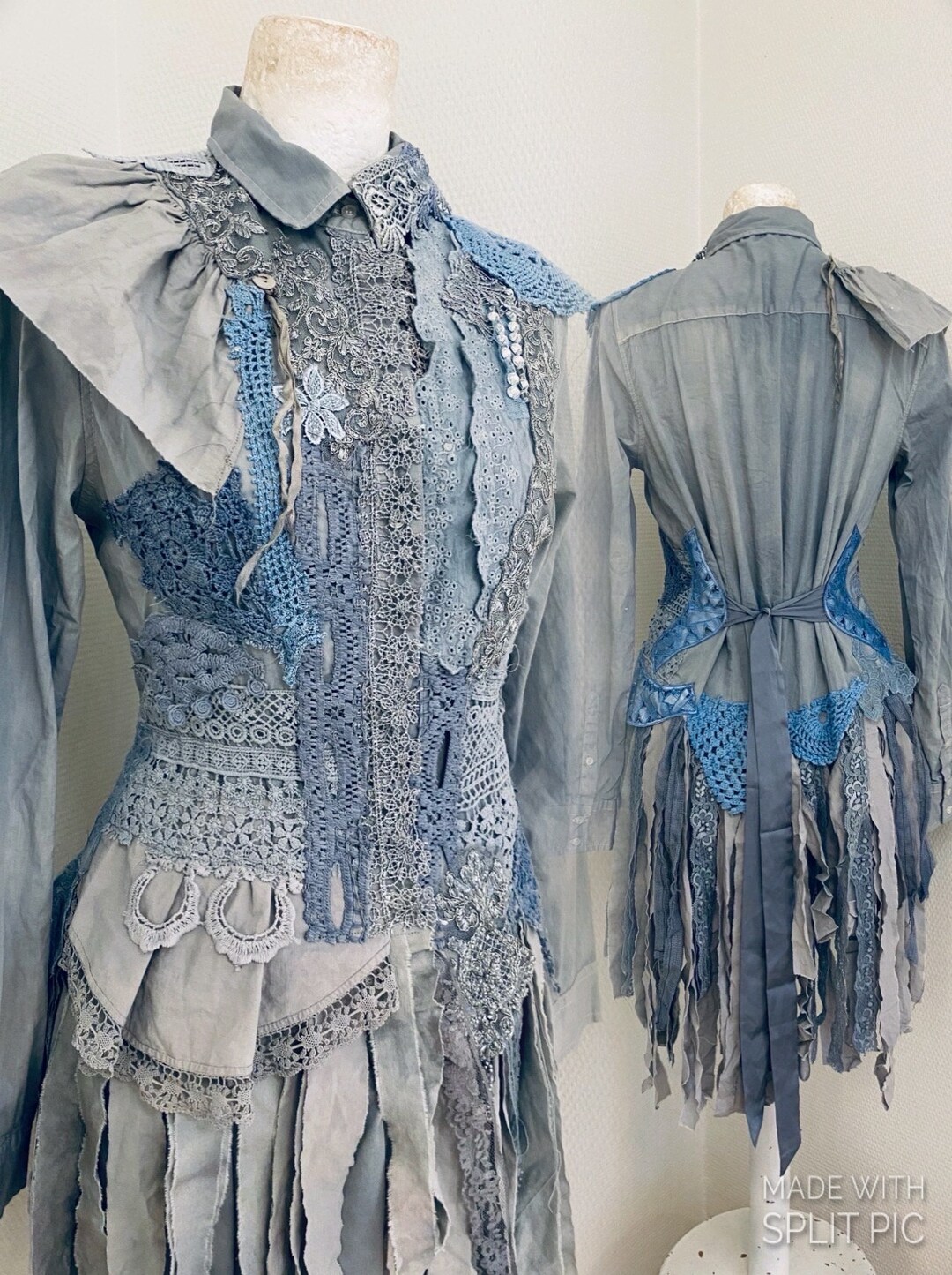 Handmade Ragged Boho Shirt, Victorian Style Ruffled Blouse, Unique Gift ...