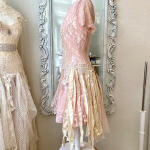 Pink Boho Wedding Dress , Bridal Dress for a Fairy ,be Raw Rags - Etsy