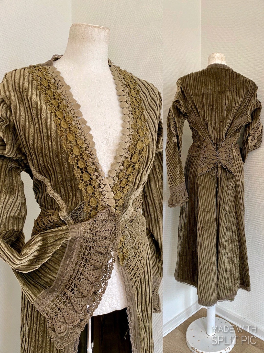 Olive Green Velvet Cardigan,victorian Style Womens Clothing, Rawrags - Etsy