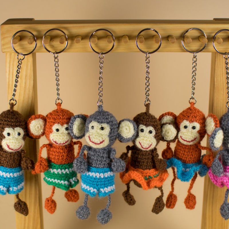 Monkey Keychain - Etsy