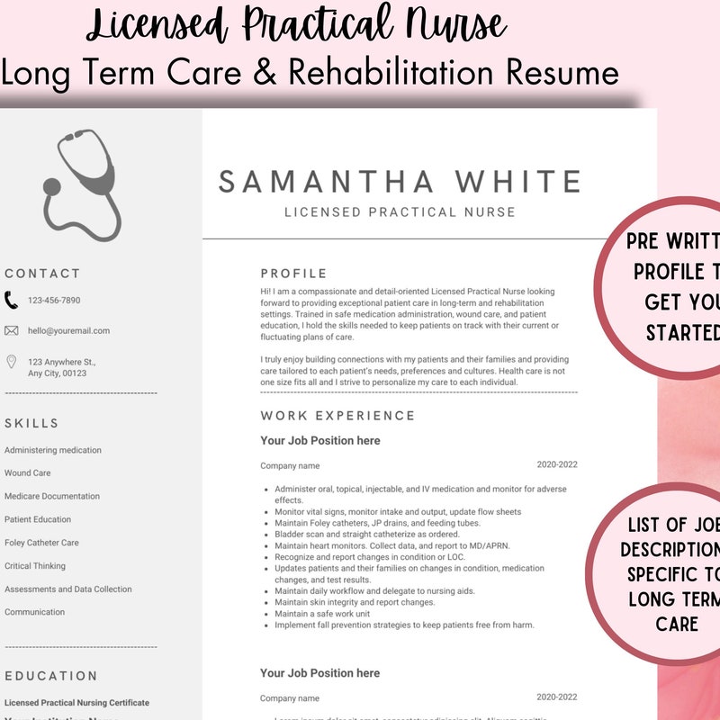 Nursing Resume Template - Etsy