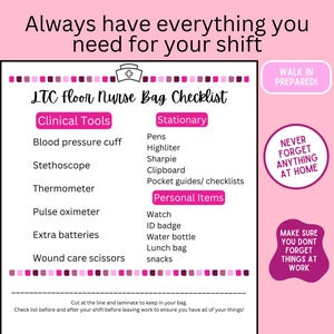 Charge Nurse Shift Organizer and Bag Checklist for Long-term Care. - Etsy