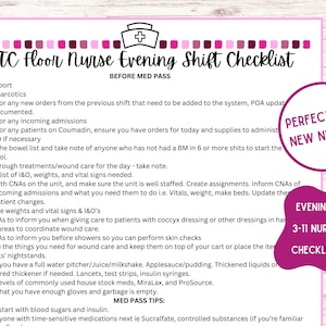 Editable Long Term Care Shift Organizer, Checklist and Nurse Bag ...