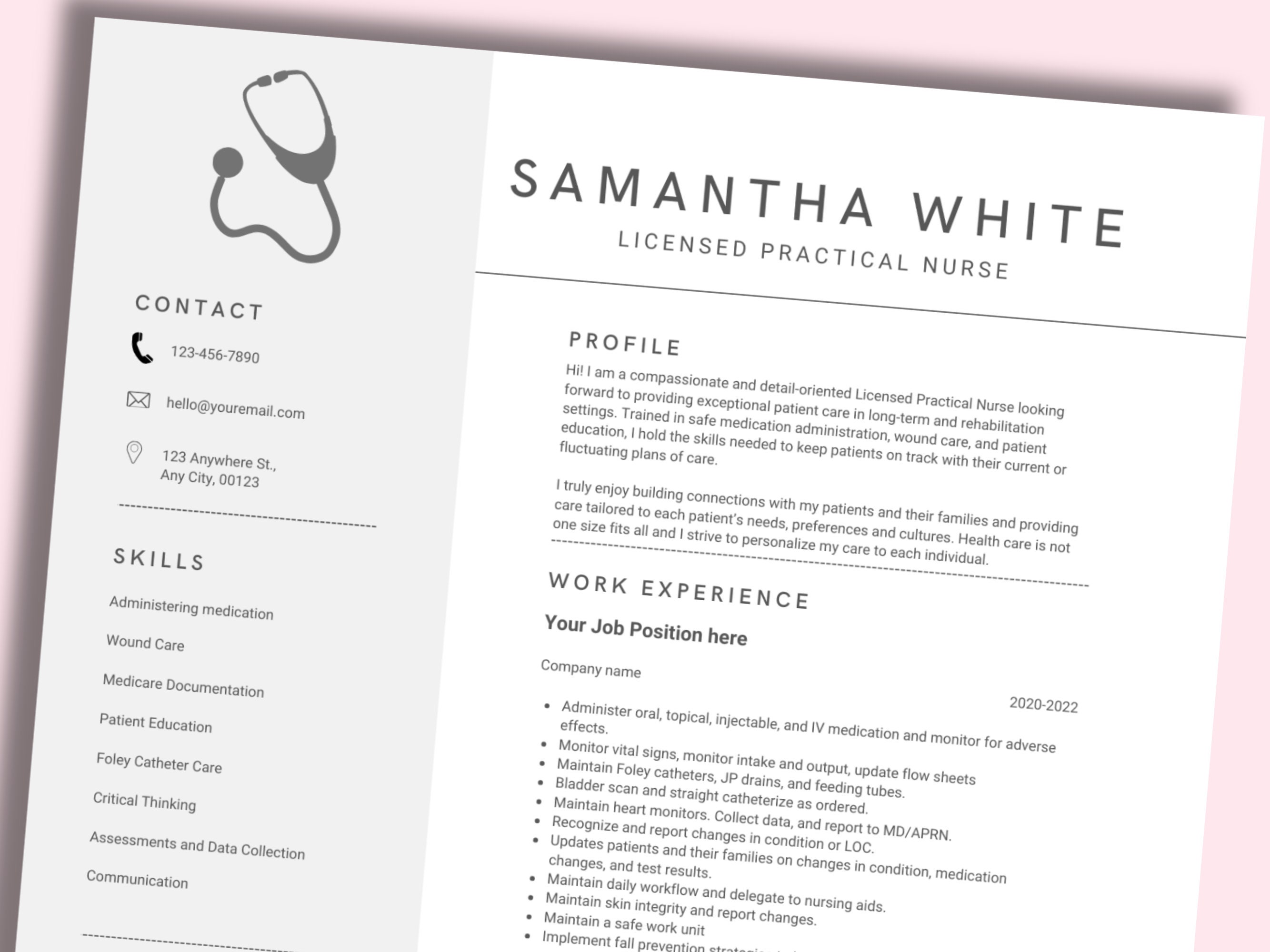 LPN/LVN Resume Template, Long Term Care (digital Download) - Etsy