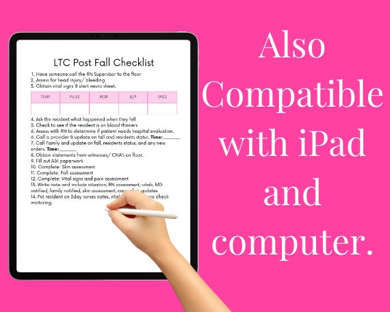 Editable Post Fall Checklist for LPN/LVN Charge Nurse in Long-term Care ...