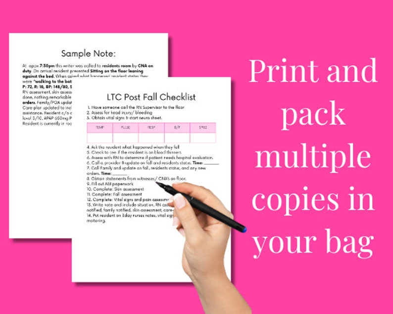 Editable Post Fall Checklist for LPN/LVN Charge Nurse in Long-term Care ...