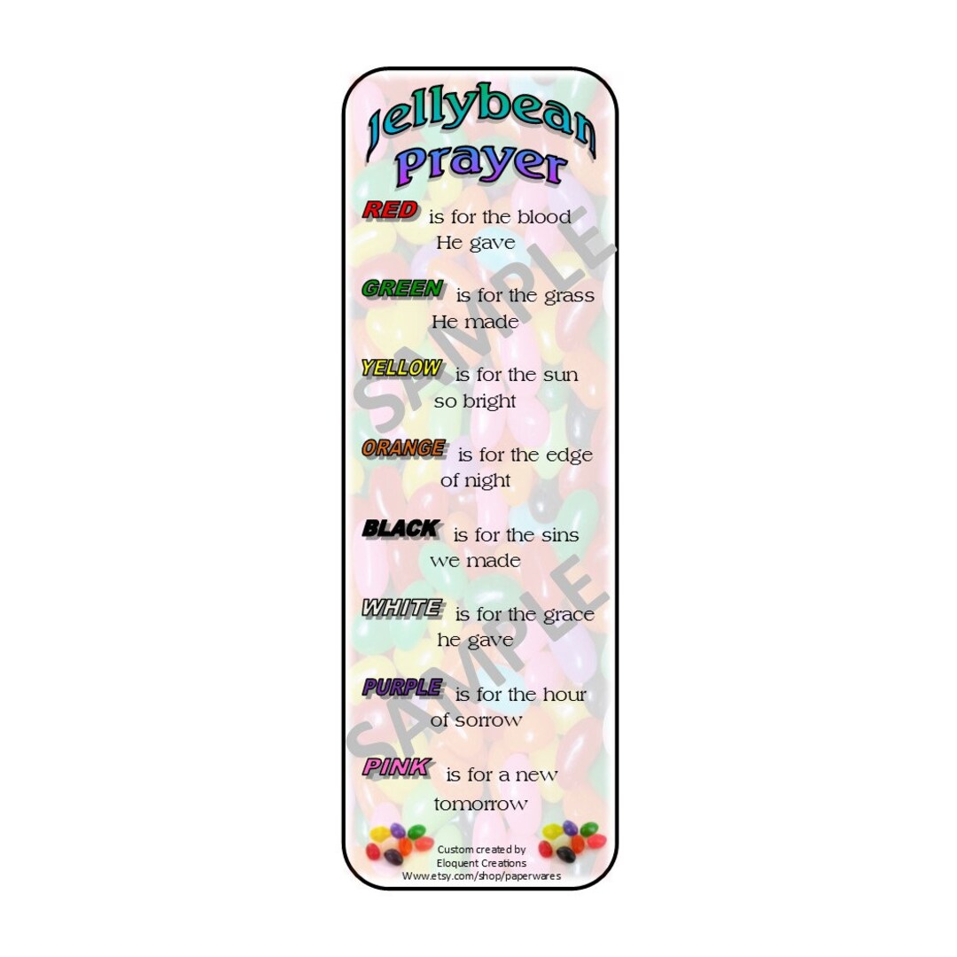 DIGITAL DOWNLOAD - Easter Jellybean Prayer Bookmark - PRINTABLE - Etsy