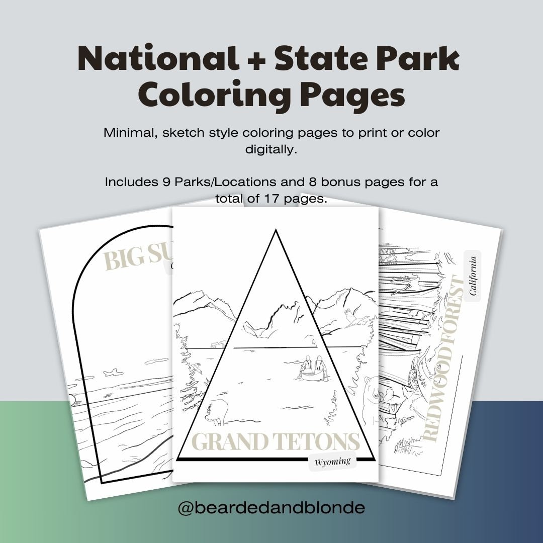 National and State Park Coloring Pages DOWNLOAD: Minimalistic Sketch ...