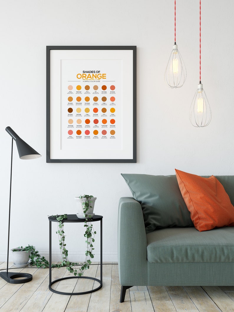 Different Shades of Orange Color Chart With 30 Different Hex Color ...
