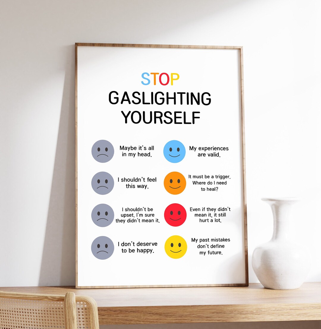 Gaslighting Poster, Stop Gaslighting Yourself, Self Empowerment, Self ...