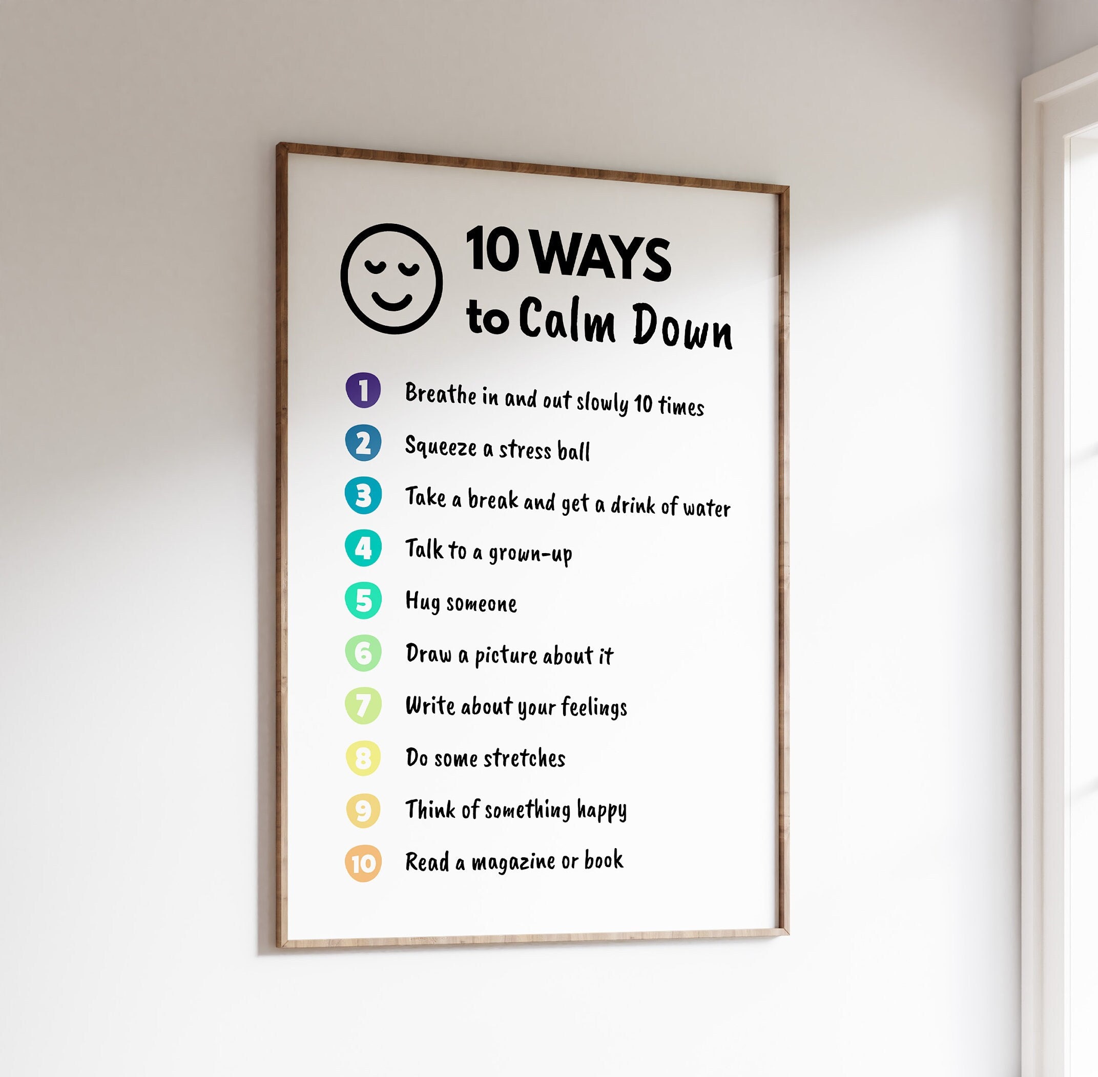 10 Ways to Calm Down Poster, Calming Corner Print, Calming Strategies ...