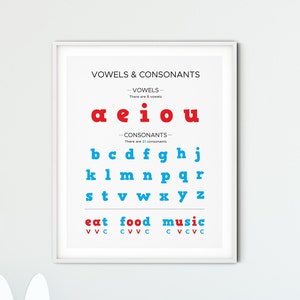 Vowels and Consonants Chart, Phonics Poster, Classroom Alphabet Poster ...