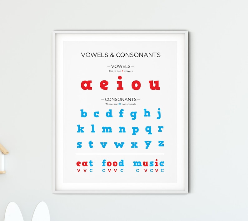Vowels and Consonants Chart, Phonics Poster, Classroom Alphabet Poster ...