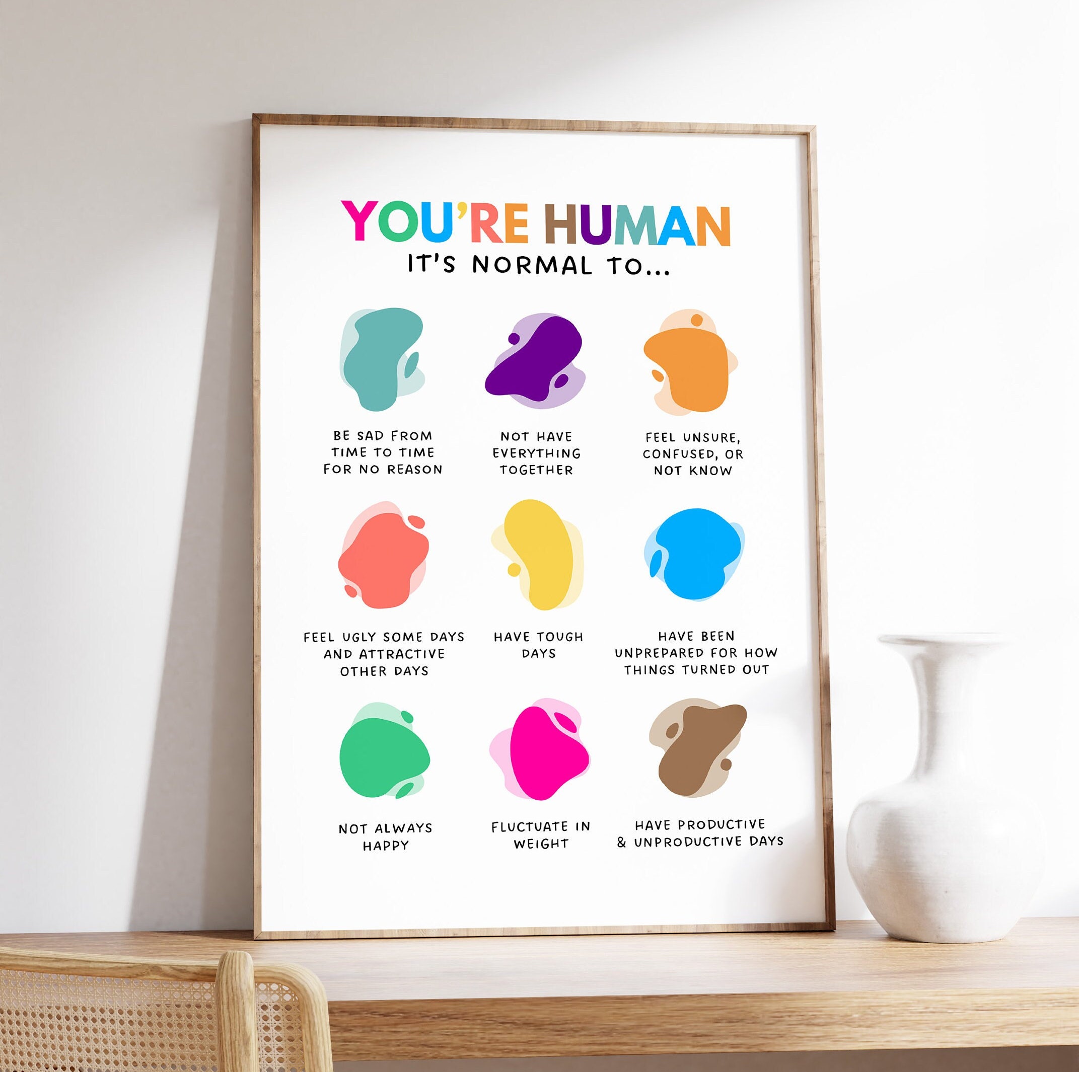 You're Human Poster, Inspirational Quotes, Growth Mindset, Therapy and ...