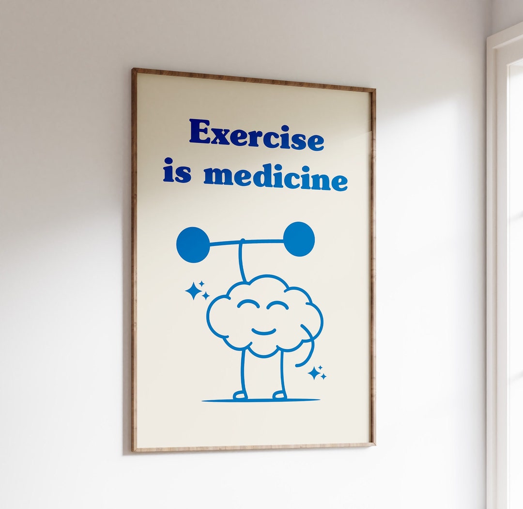 Exercise is Medicine Poster, Exercise is Medicine Print, Retro Quote ...