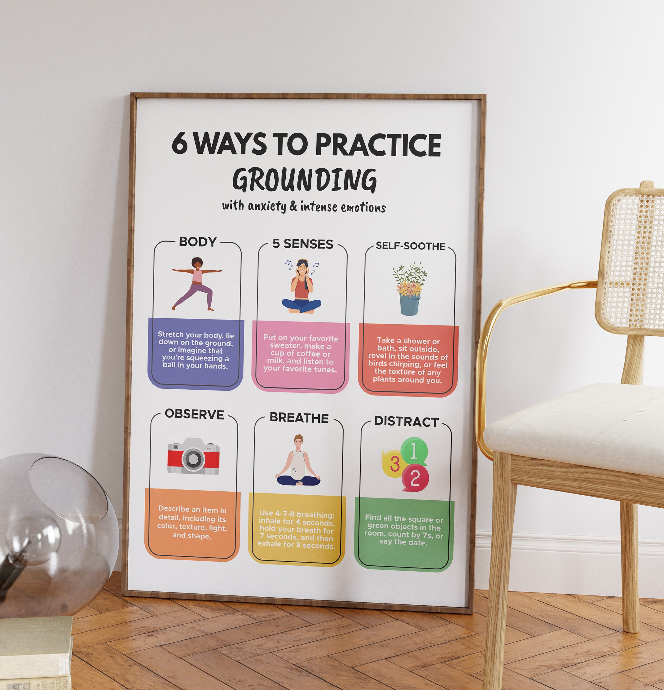 Grounding Poster, 6 Ways to Practice Grounding, Techniques and Relief ...