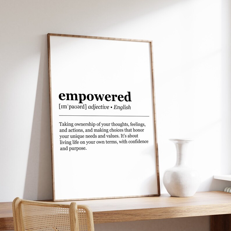 Empowered Definition Print, Self-care Poster, Mental Health, Self Love ...