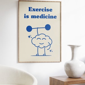 Exercise is Medicine Poster, Exercise is Medicine Print, Retro Quote ...