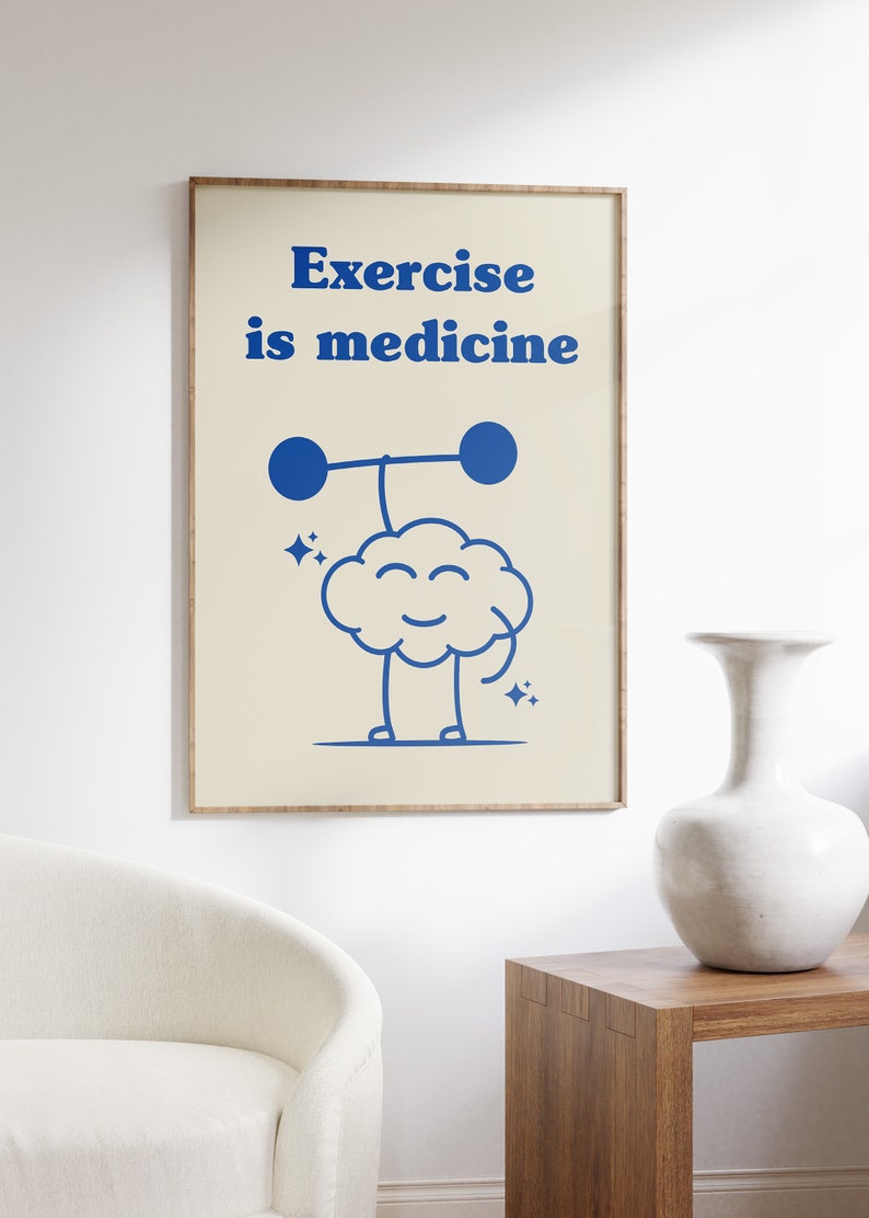 Exercise is Medicine Poster, Exercise is Medicine Print, Retro Quote ...