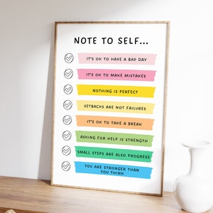 Note to Self Poster, Things to Remember, Motivational and Inspirational ...