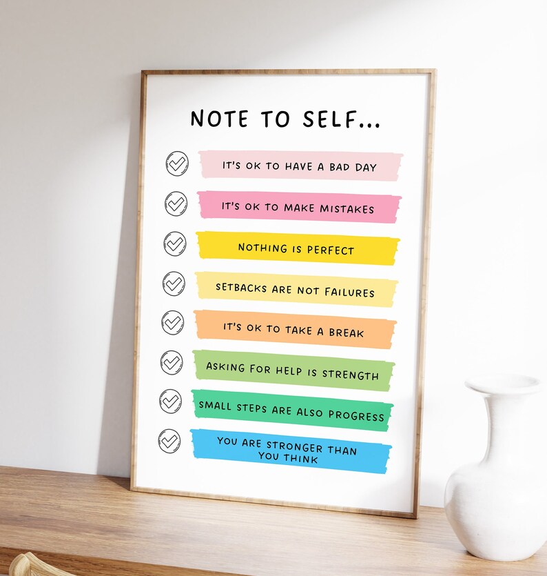 Note to Self Poster, Things to Remember, Motivational and Inspirational ...