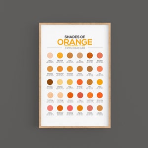 Different Shades of Orange Color Chart With 30 Different Hex Color ...