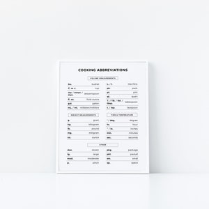 Cooking Abbreviations Chart Cooking Cheat Sheet Baking - Etsy