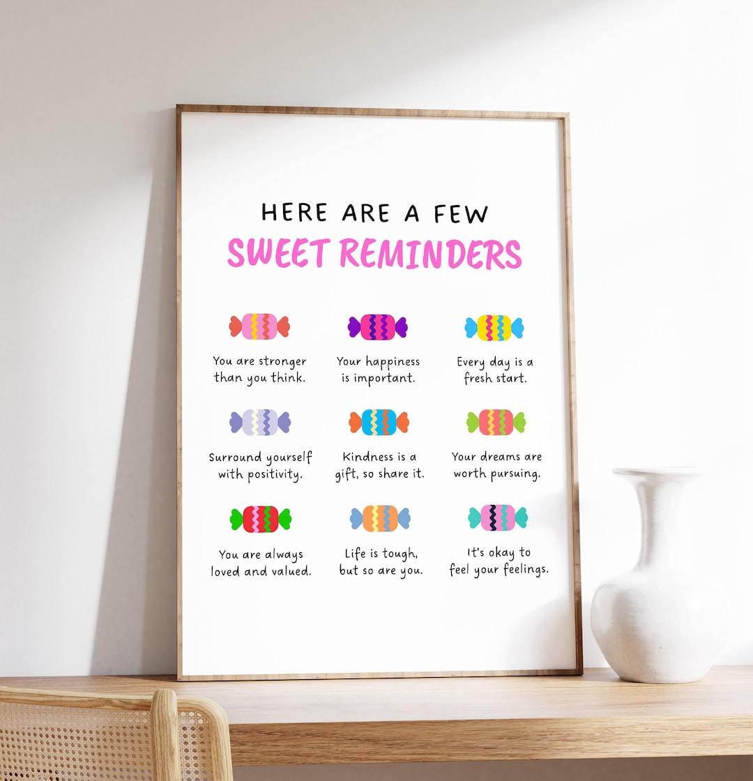 Sweet Reminders Poster, Reminder Poster, Self-care and Growth Mindset ...