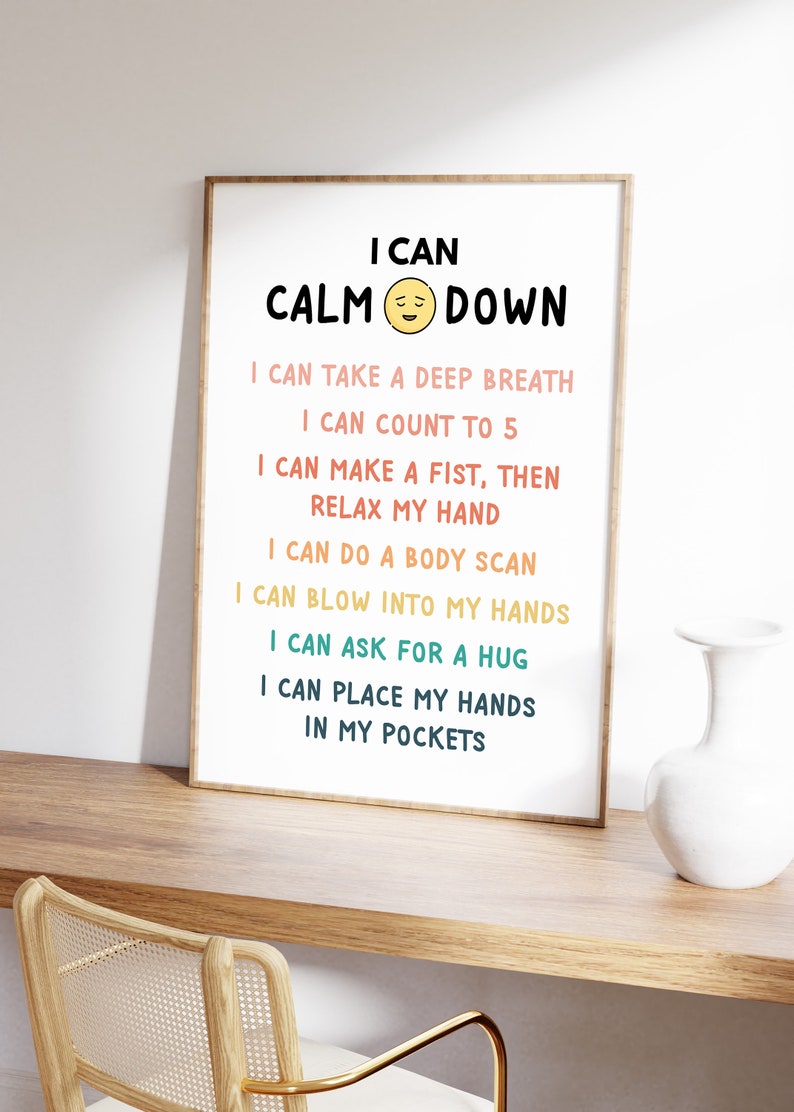Calm Down Corner Poster, Calm Down Print for Kids, Calming Techniques ...