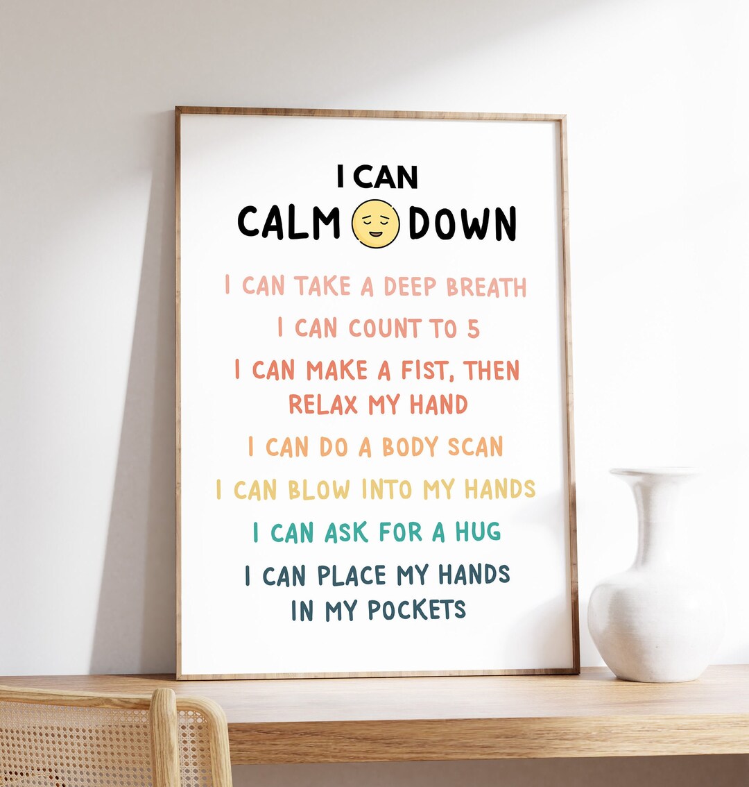 Calm Down Corner Poster, Calm Down Print for Kids, Calming Techniques ...