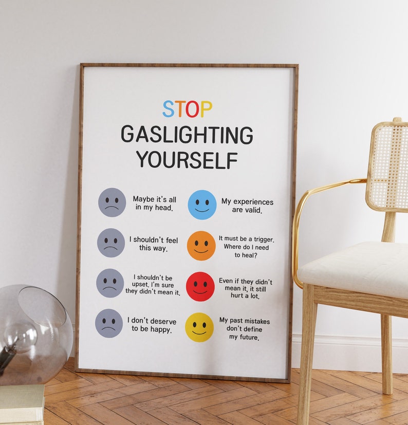 Gaslighting Poster, Stop Gaslighting Yourself, Self Empowerment, Self ...