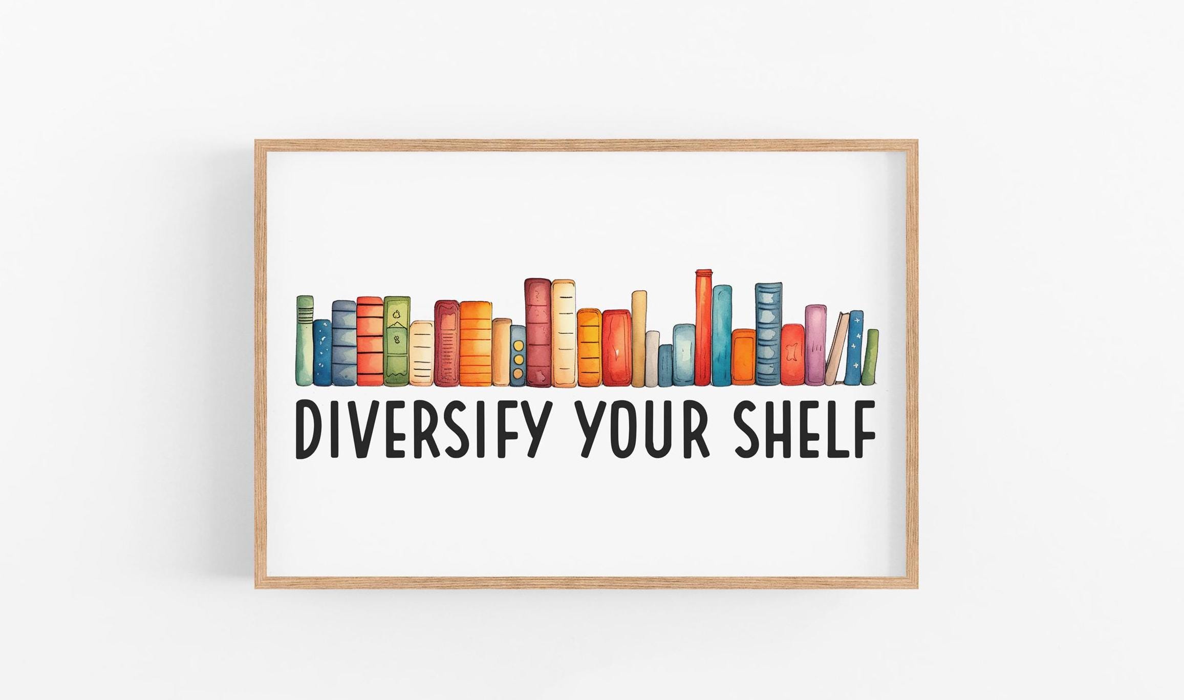 Diversify Your Shelf Poster, Reading Month Print, Book Club and Library ...