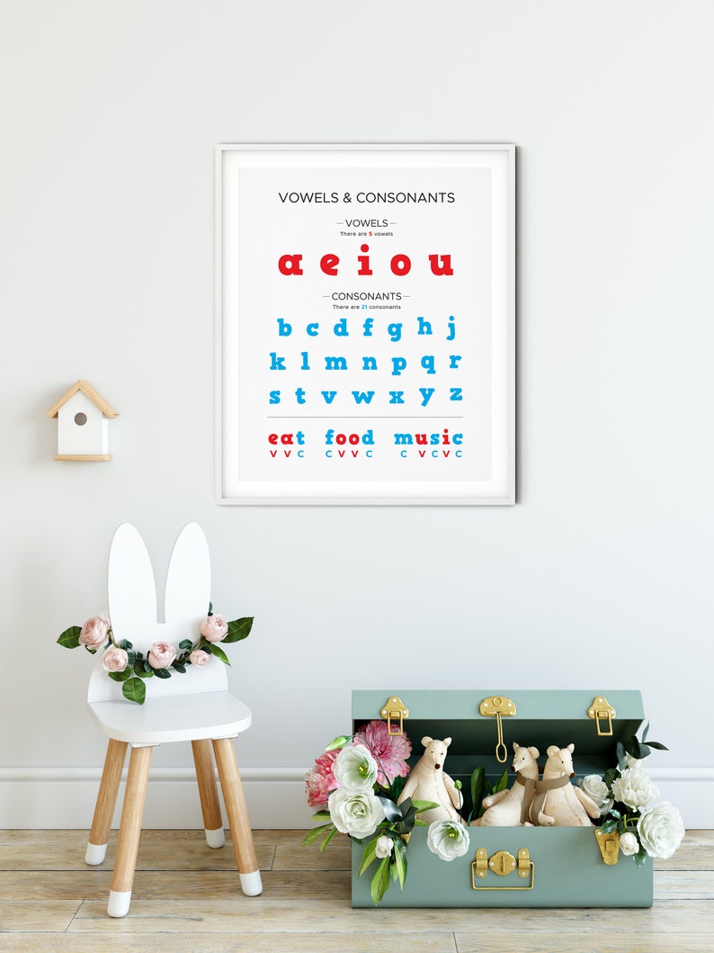 Vowels and Consonants Chart Phonics Poster Classroom - Etsy UK