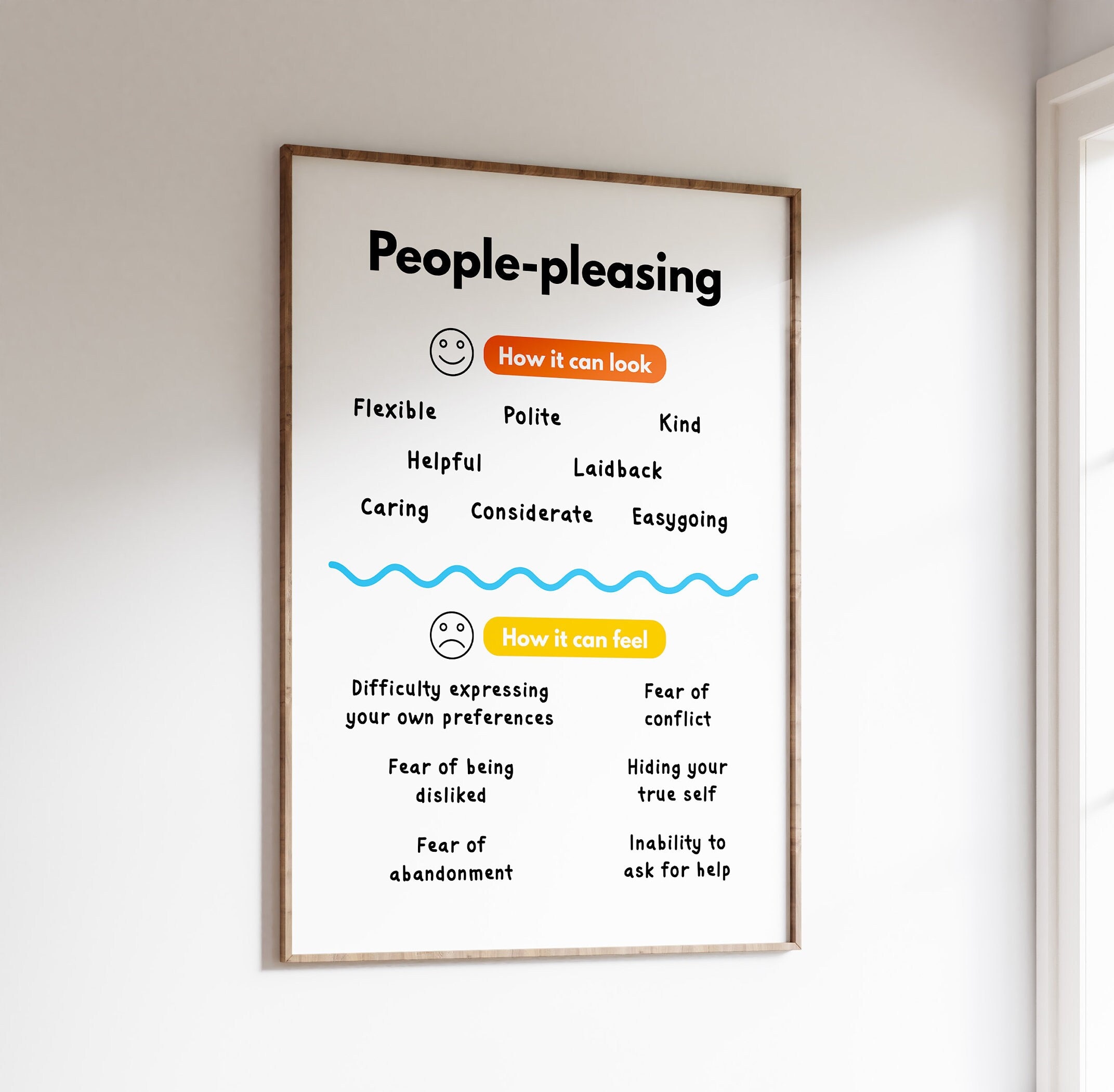 People Pleasing Poster, Mental Health Poster, Therapy Print, Counselor ...