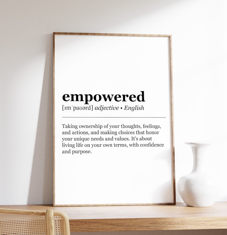 Empowered Definition Print, Self-care Poster, Mental Health, Self Love ...