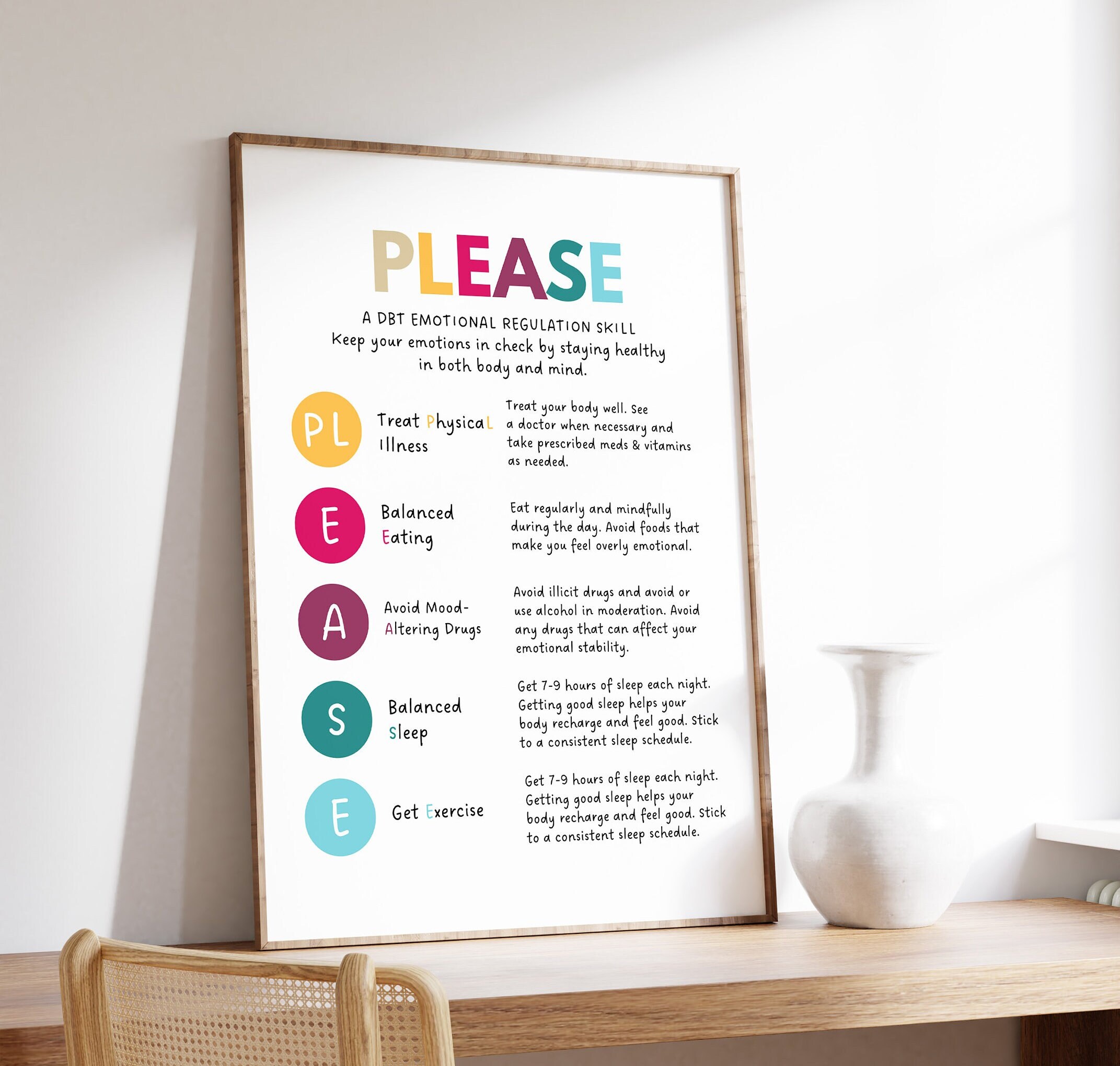 PLEASE Skills DBT Poster Emotional Regulation Self-help and - Etsy UK