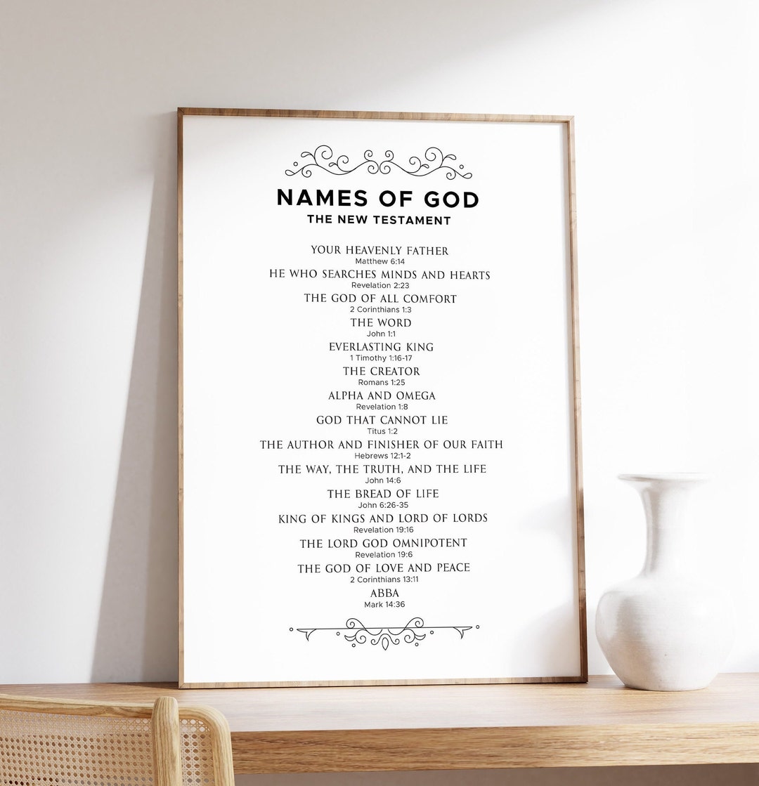 Names of God Poster New Testament, 15 Names for God in the Bible, List ...
