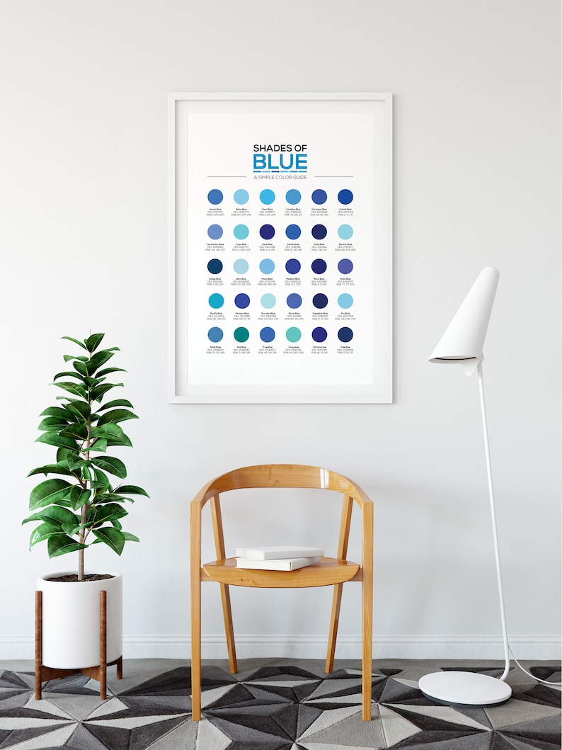 Different Shades of Blue Color Chart With 30 (Instant Download) - Etsy