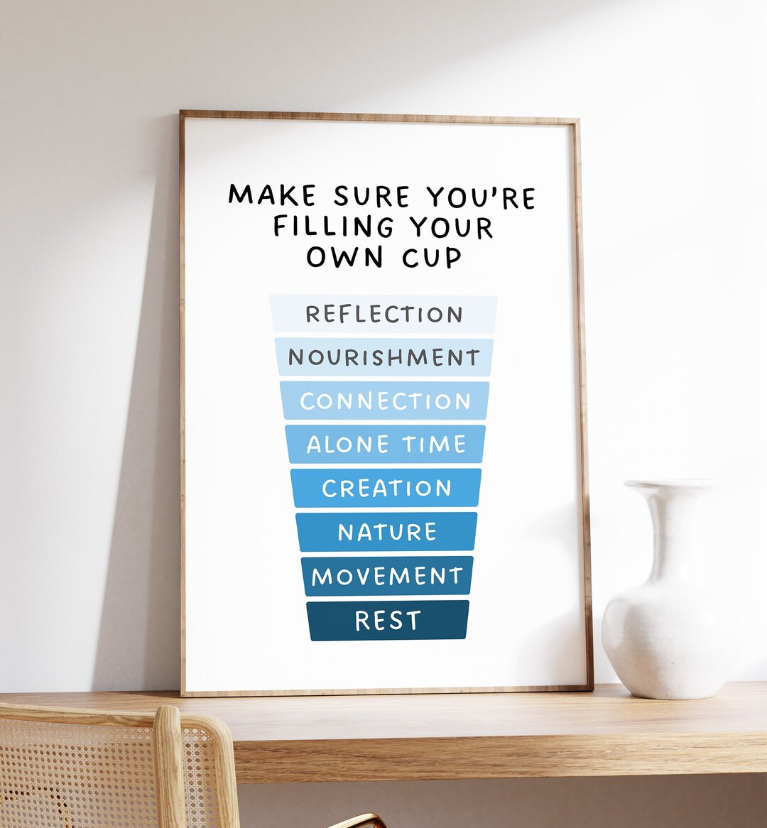 Fill Your Own Cup Poster, Self Love and Self Care, Mental Health Print ...
