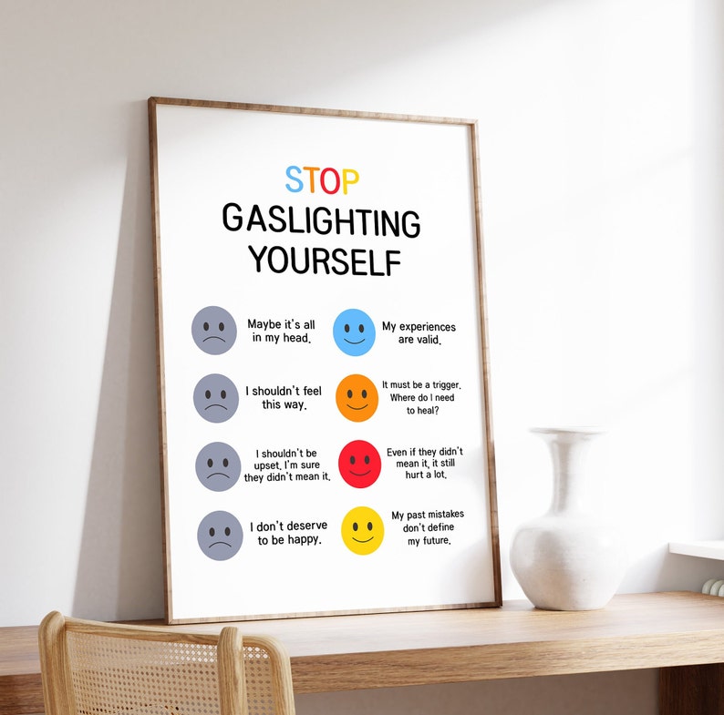 Gaslighting Poster, Stop Gaslighting Yourself, Self Empowerment, Self ...