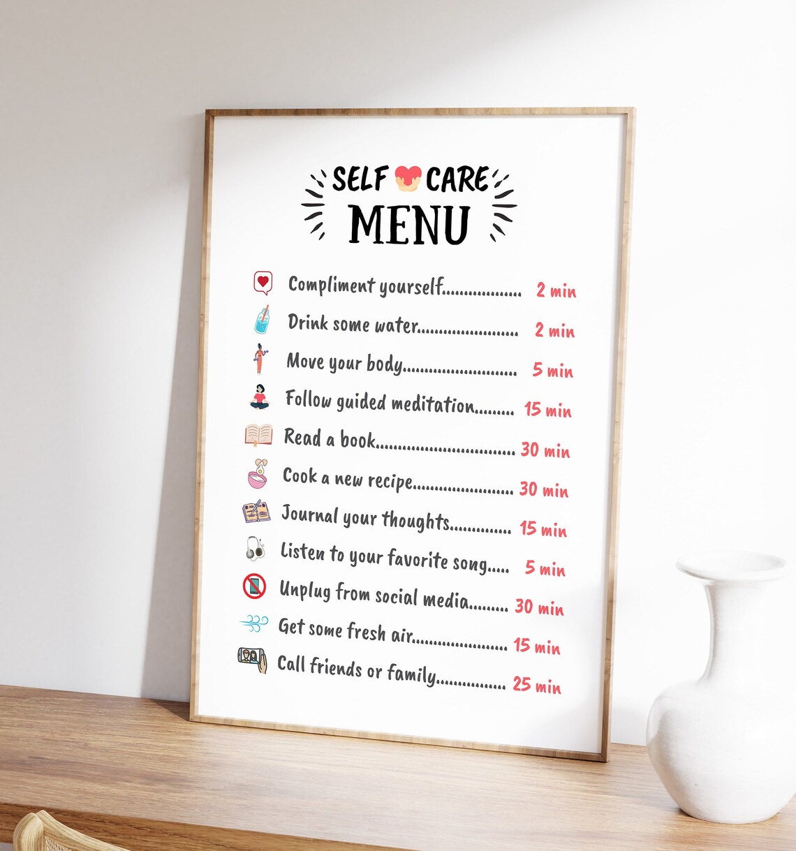 Self Care Menu Poster Self Care Poster Mental Health Self - Etsy