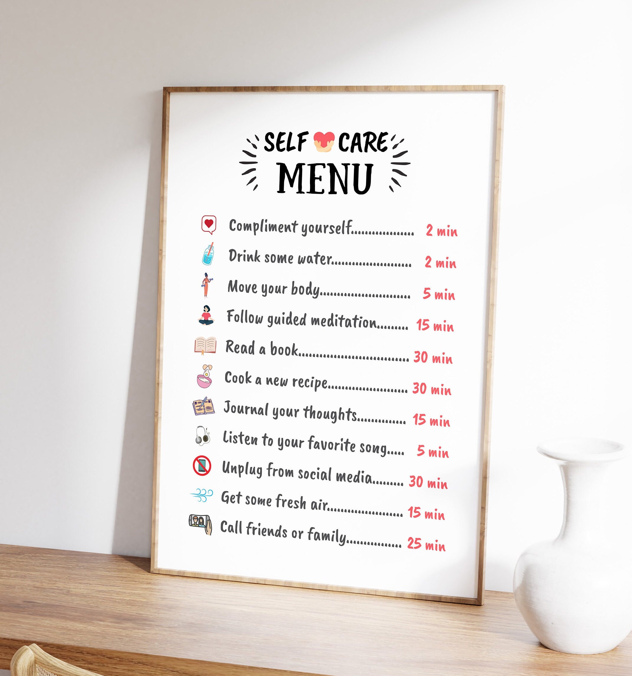 Self Care Menu Poster Self Care Poster Mental Health Self - Etsy Australia