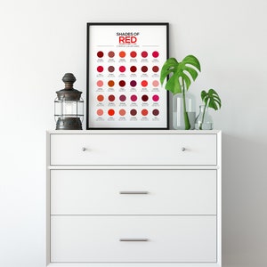 Different Shades of Red Color Chart With 30 Different Hex Color Codes ...