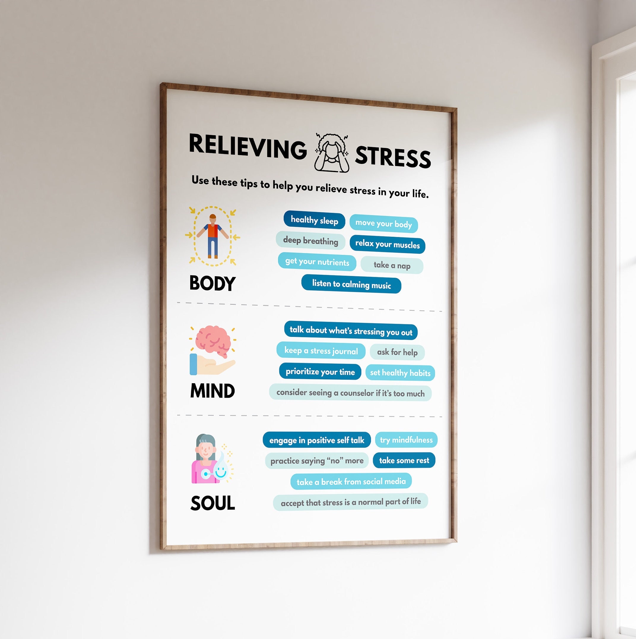 Stress Relief Poster, Coping Skills Poster, Grounding Techniques ...